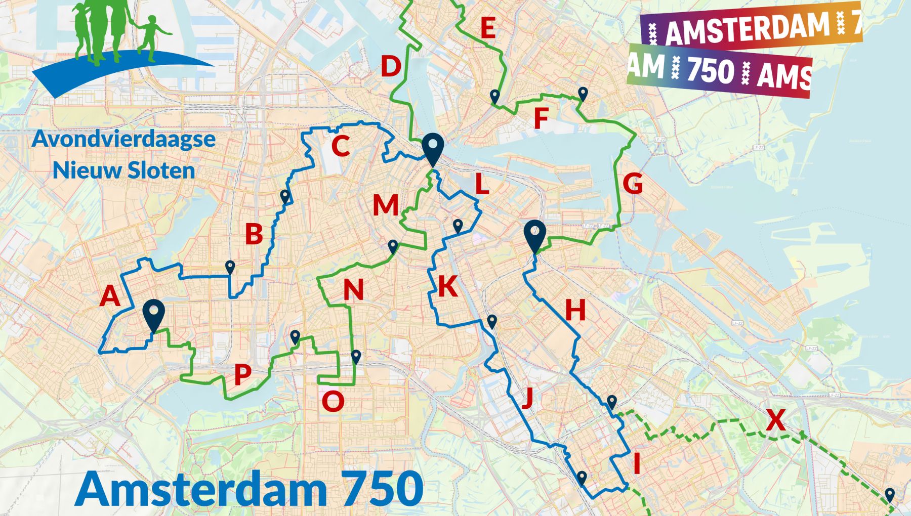 Wandeling Amsterdam 750 hectometer